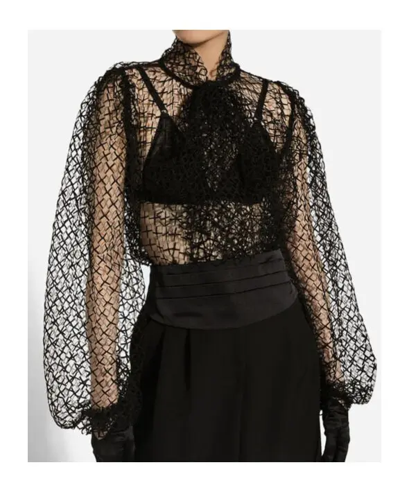 Dolce & Gabbana Dolce Gabbana Mesh Pussy-bow Blouse