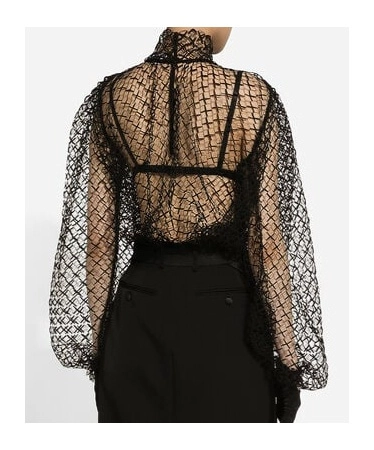 Dolce & Gabbana Dolce Gabbana Mesh Pussy-bow Blouse