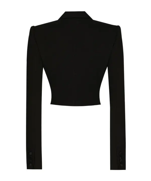 Dolce & Gabbana Dolce Gabbana Double-breasted Cropped Gabardine Tuxedo Jacket