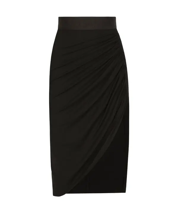 Dolce & Gabbana Dolce Gabbana Drape Detailed Asymmetrical Jersey Skirt - Black