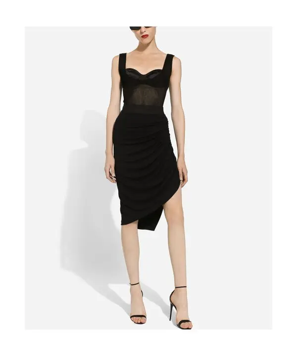 Dolce & Gabbana Dolce Gabbana Drape Detailed Asymmetrical Jersey Skirt