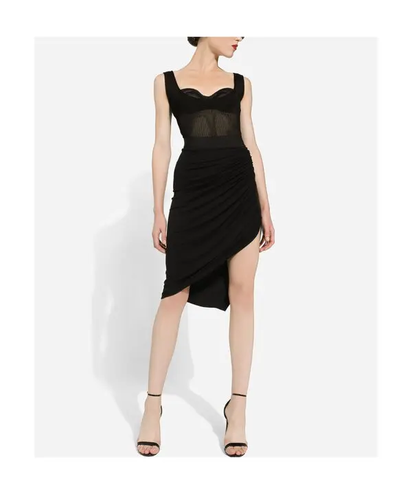 Dolce & Gabbana Dolce Gabbana Drape Detailed Asymmetrical Jersey Skirt