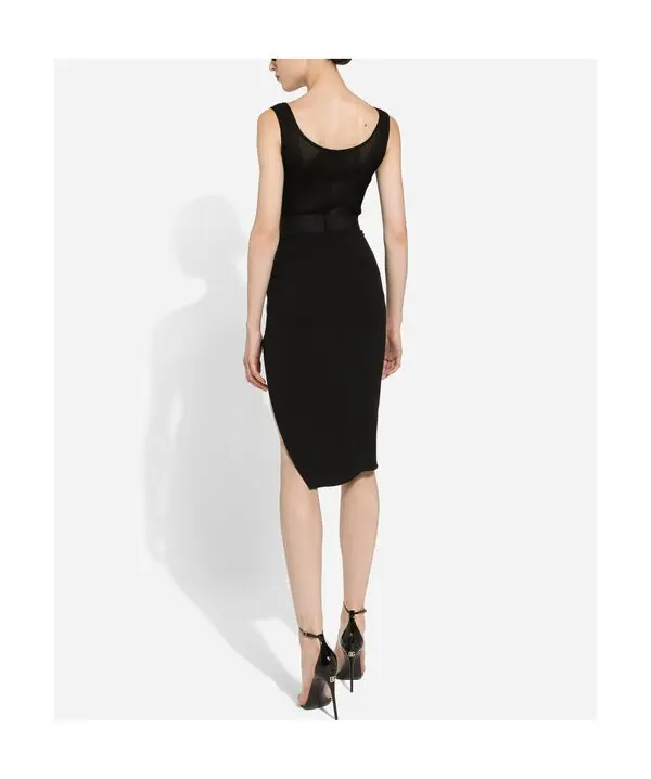 Dolce & Gabbana Dolce Gabbana Drape Detailed Asymmetrical Jersey Skirt
