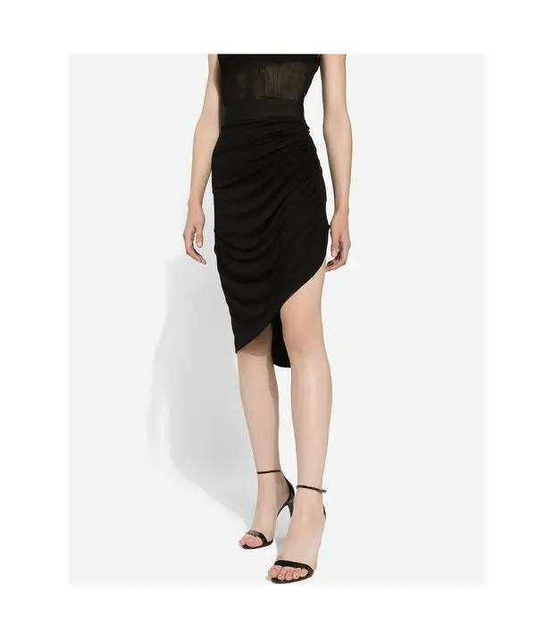 Dolce & Gabbana Dolce Gabbana Drape Detailed Asymmetrical Jersey Skirt