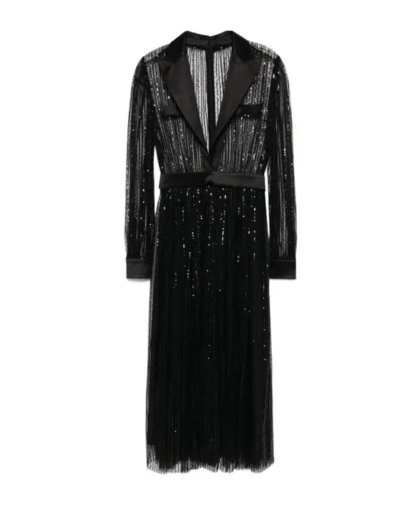 Dolce & Gabbana Dolce Gabbana Sequin-embellished V-neck Midi Dress - Black