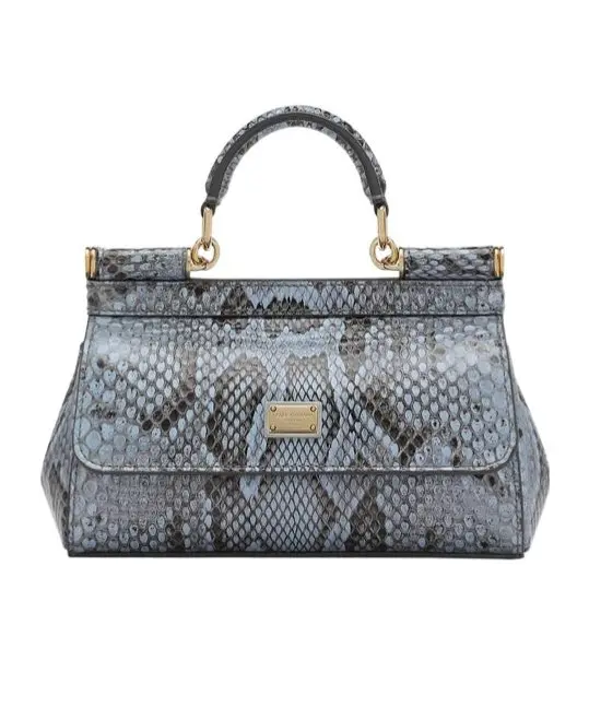 Dolce & Gabbana Dolce Gabbana Small Logo Plaque Embossed Sicily Handbag - Light Blue