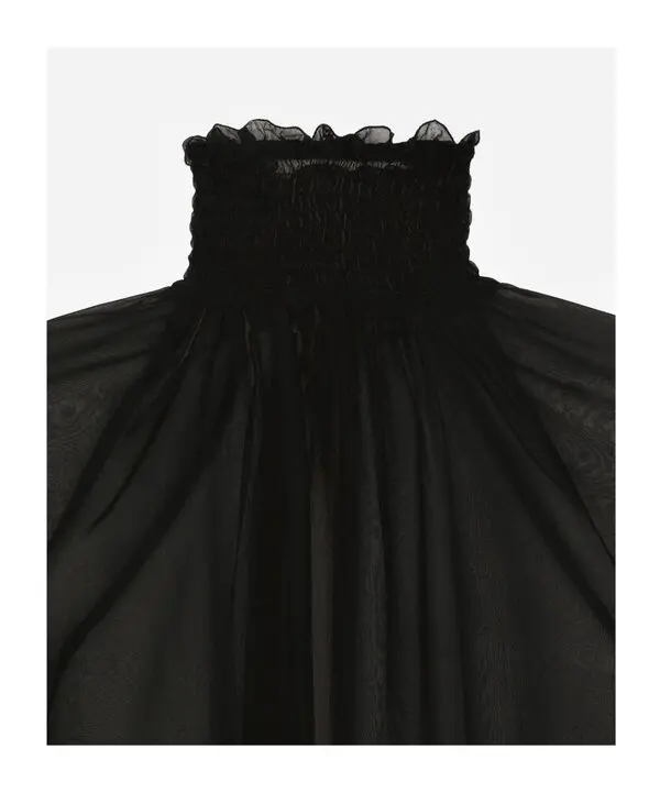Dolce & Gabbana Dolce Gabbana Smock-stitch Detailed Chiffon Blouse