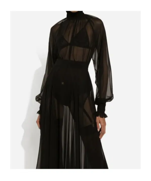 Dolce & Gabbana Dolce Gabbana Smock-stitch Detailed Chiffon Blouse
