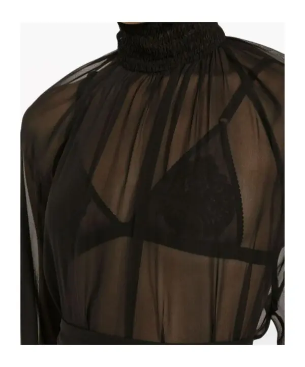 Dolce & Gabbana Dolce Gabbana Smock-stitch Detailed Chiffon Blouse
