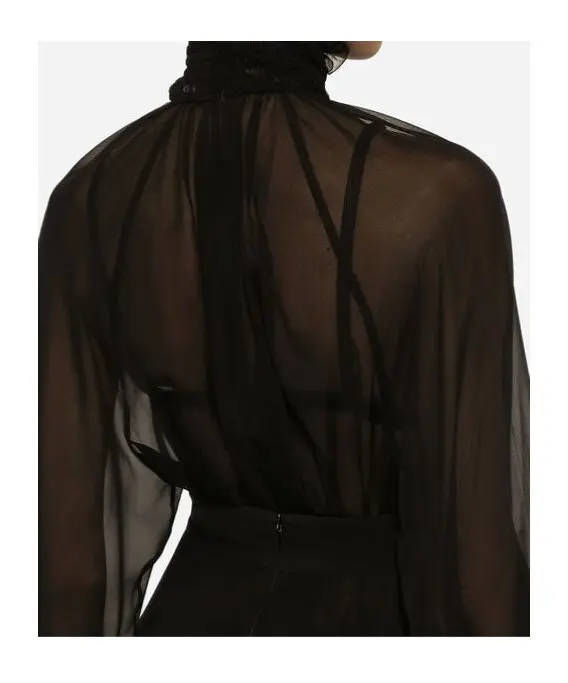 Dolce & Gabbana Dolce Gabbana Smock-stitch Detailed Chiffon Blouse