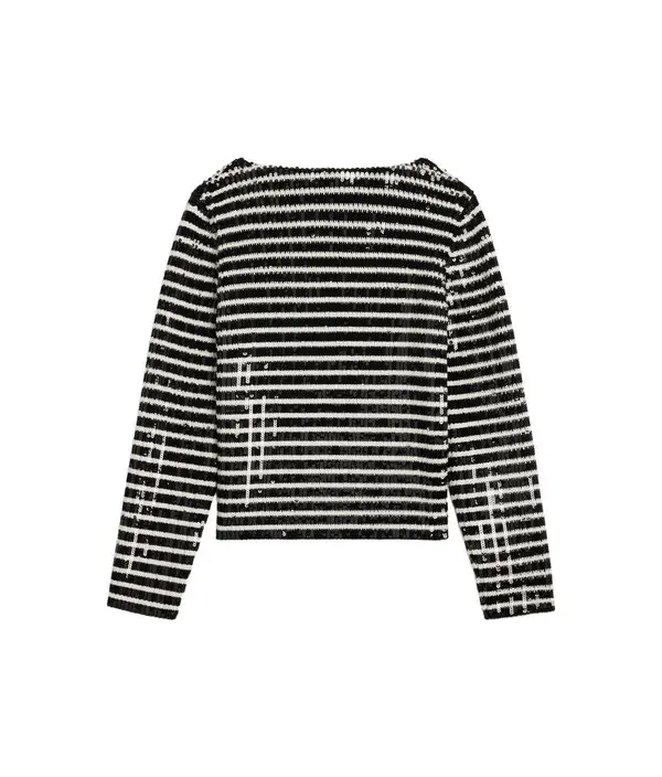 Celine Embroidered Boat Neck Marinière Sweater In Wool