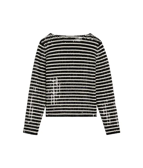 Celine Embroidered Boat Neck Marinière Sweater In Wool