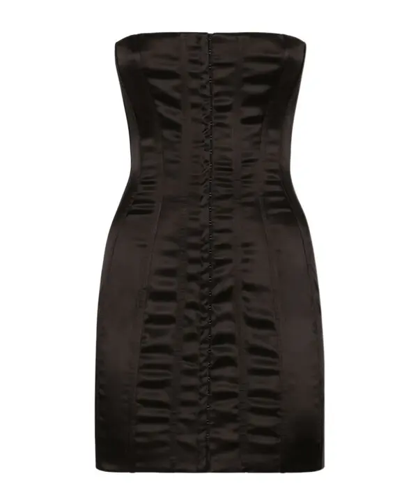 Dolce & Gabbana Dolce Gabbana Short Strapless Satin Dress - Black