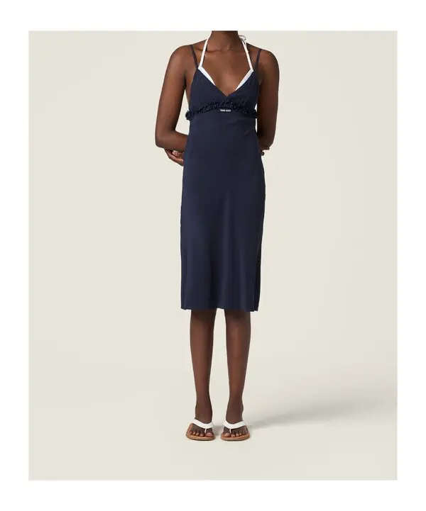 Miu Miu Embroidered Marocain Crepe Dress