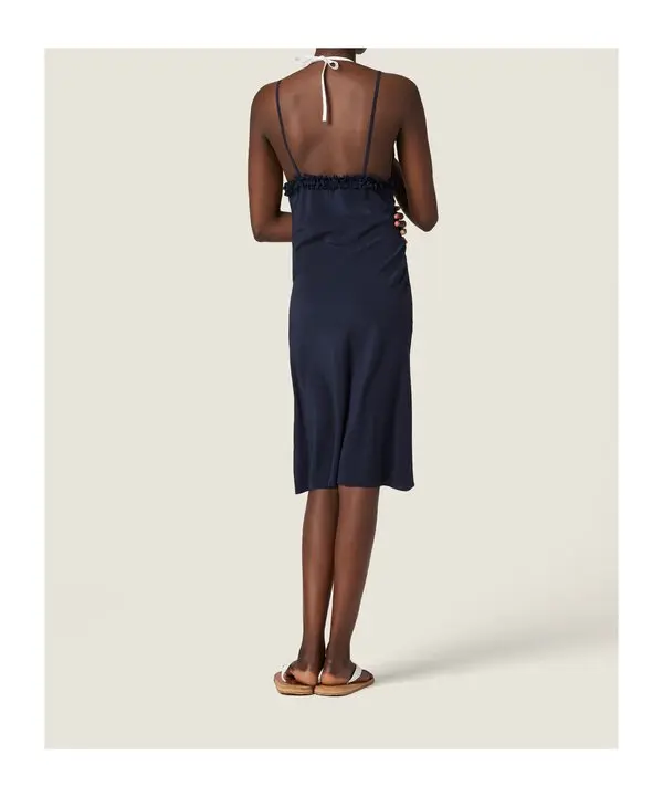 Miu Miu Embroidered Marocain Crepe Dress