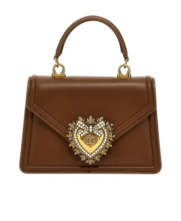 Dolce & Gabbana Dolce Gabbana Devotion Embellished Small Tote Bag - Brown