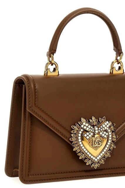 Dolce & Gabbana Dolce Gabbana Devotion Embellished Small Tote Bag - Brown