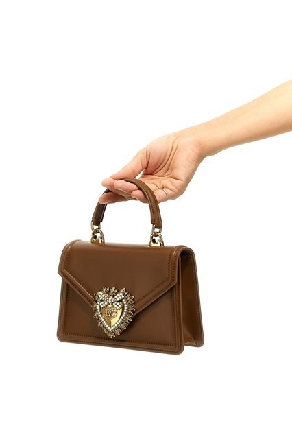Dolce & Gabbana Dolce Gabbana Devotion Embellished Small Tote Bag - Brown