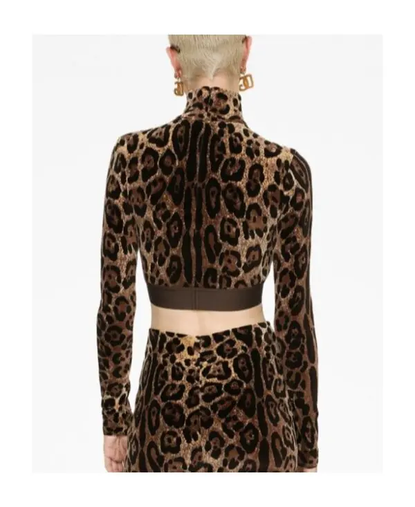 Dolce & Gabbana Dolce Gabbana Leopard Jacquard Chenille Turtle-neck Top