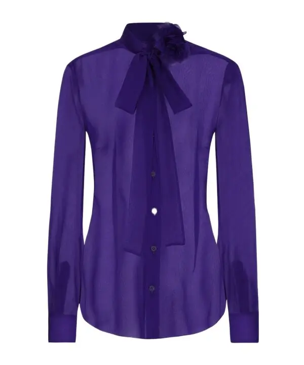 Dolce & Gabbana Pussy-bow Silk-chiffon Blouse