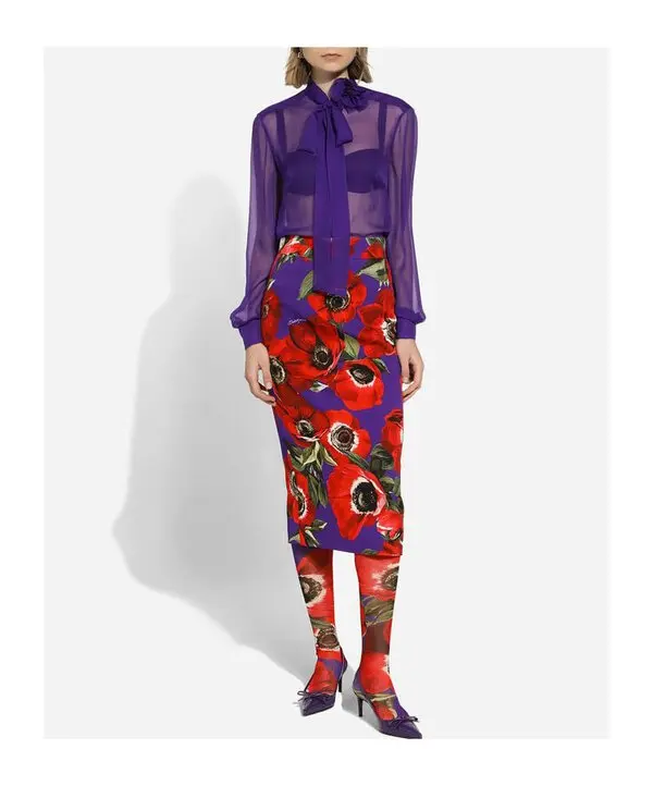 Dolce & Gabbana Pussy-bow Silk-chiffon Blouse