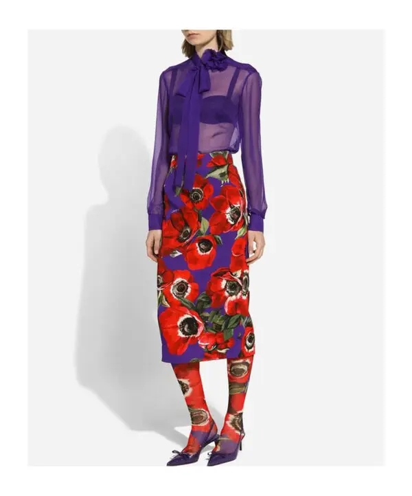 Dolce & Gabbana Pussy-bow Silk-chiffon Blouse