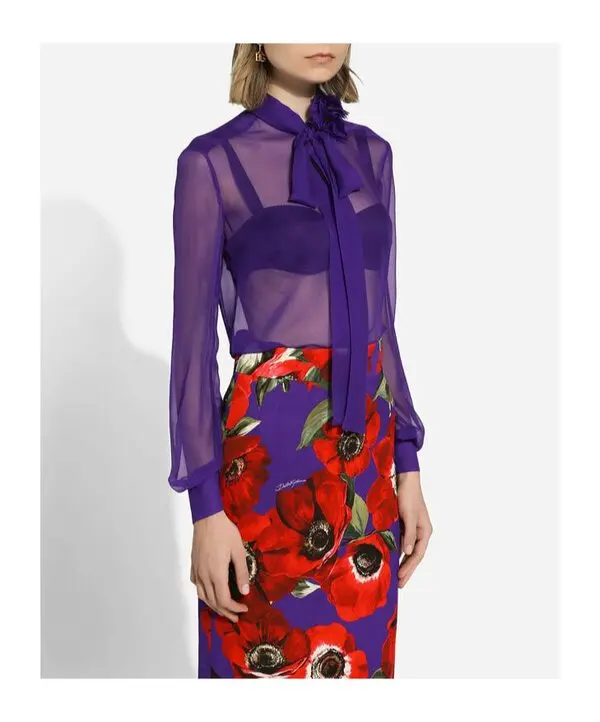 Dolce & Gabbana Pussy-bow Silk-chiffon Blouse