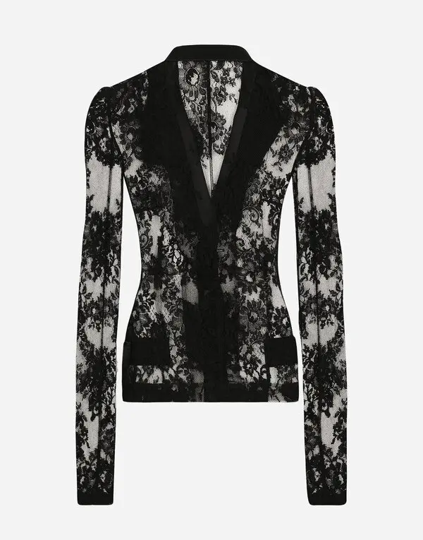 Dolce & Gabbana Dolce Gabbana Satin Detailed Floral Lace Jacket