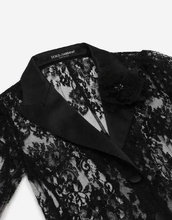 Dolce & Gabbana Dolce Gabbana Satin Detailed Floral Lace Jacket