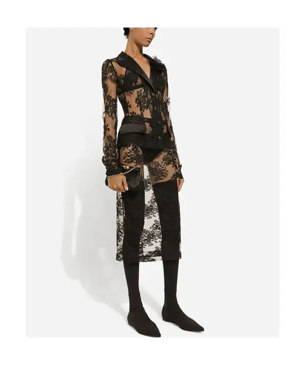 Dolce & Gabbana Dolce Gabbana Satin Detailed Floral Lace Jacket