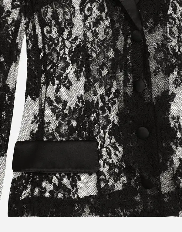 Dolce & Gabbana Dolce Gabbana Satin Detailed Floral Lace Jacket