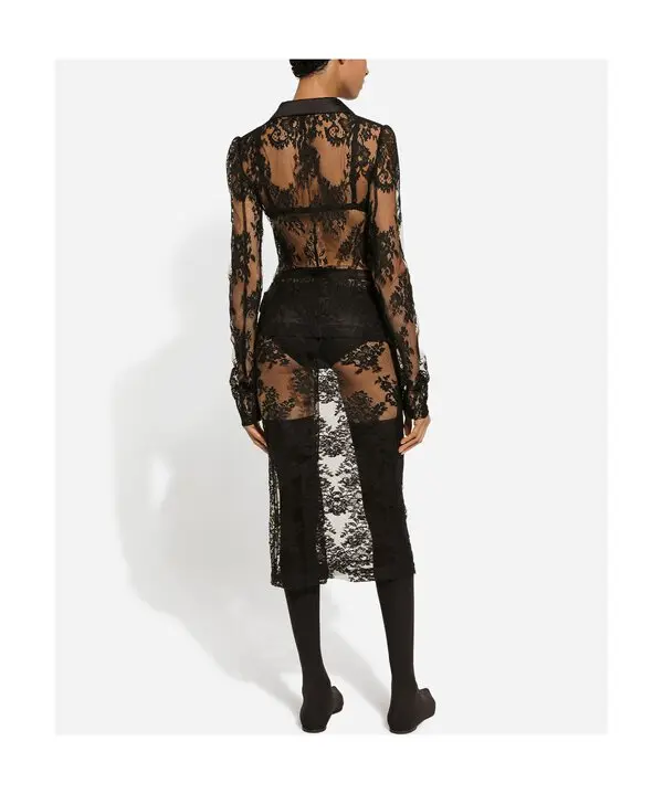 Dolce & Gabbana Dolce Gabbana Satin Detailed Floral Lace Jacket