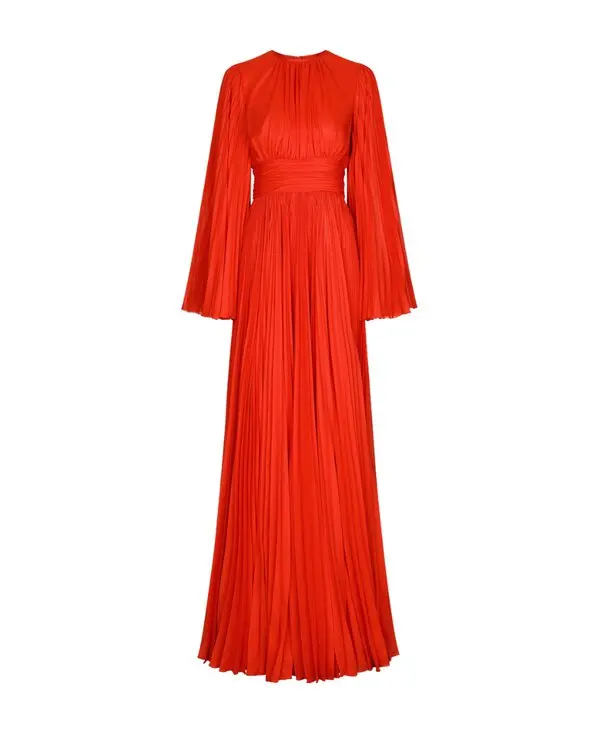 Dolce & Gabbana Slit-sleeved Pleated Gown