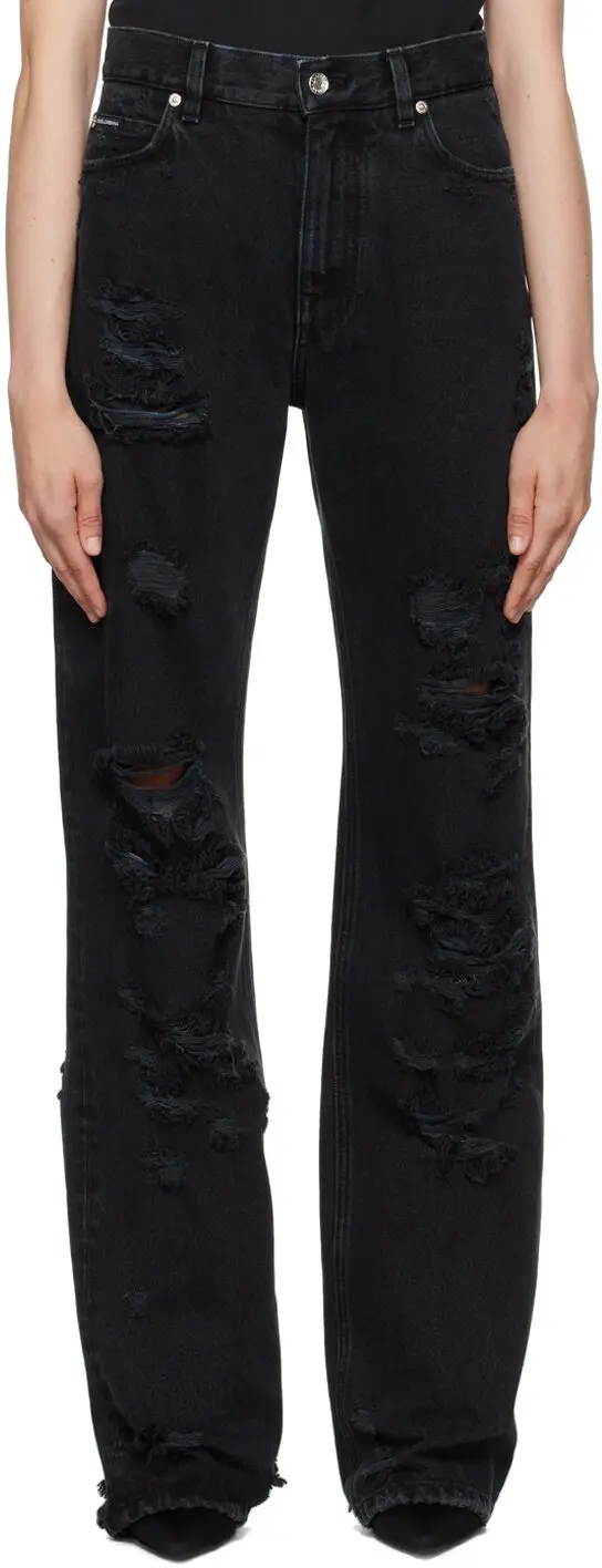 Dolce & Gabbana Dolce Gabbana High-waist Distressed Jeans