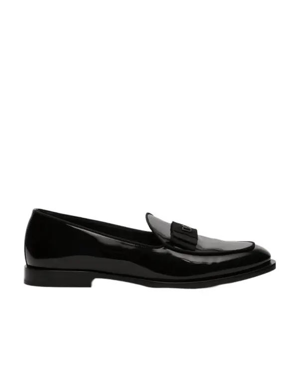 Dolce & Gabbana Logo-plaque Leather Slippers - Black