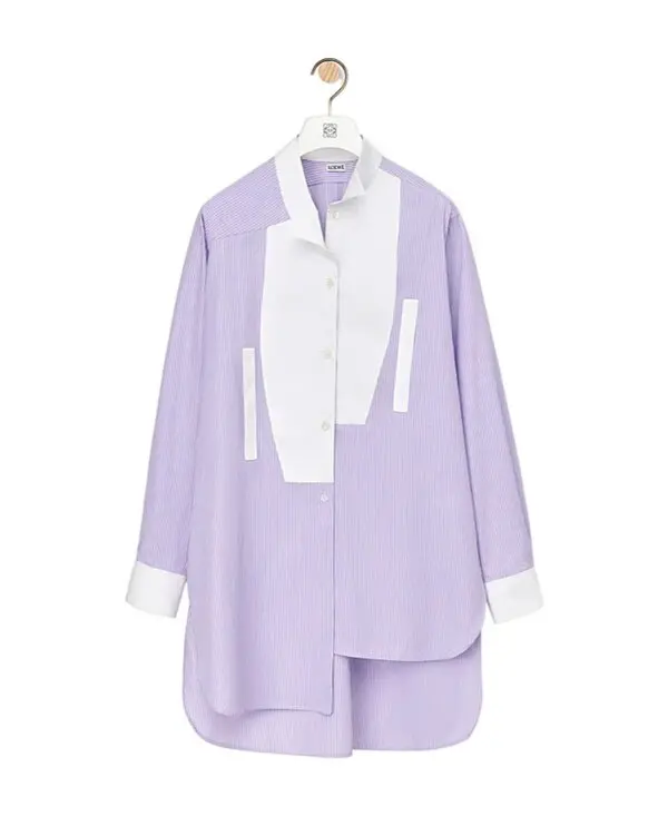 Loewe Striped Asymmetric Shirt In Striped Cotton Poplin