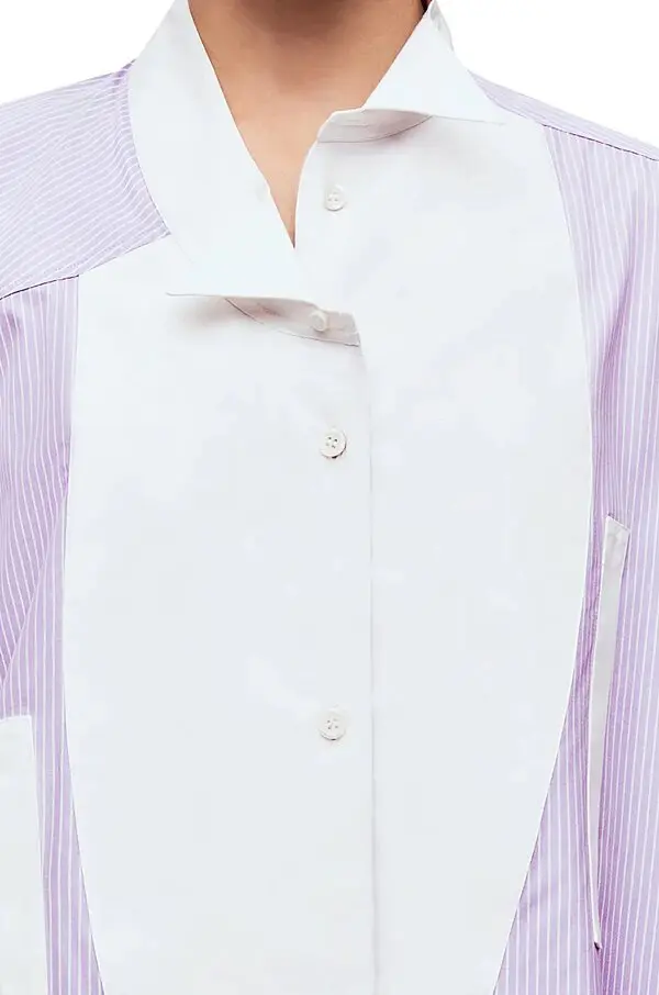 Loewe Striped Asymmetric Shirt In Striped Cotton Poplin