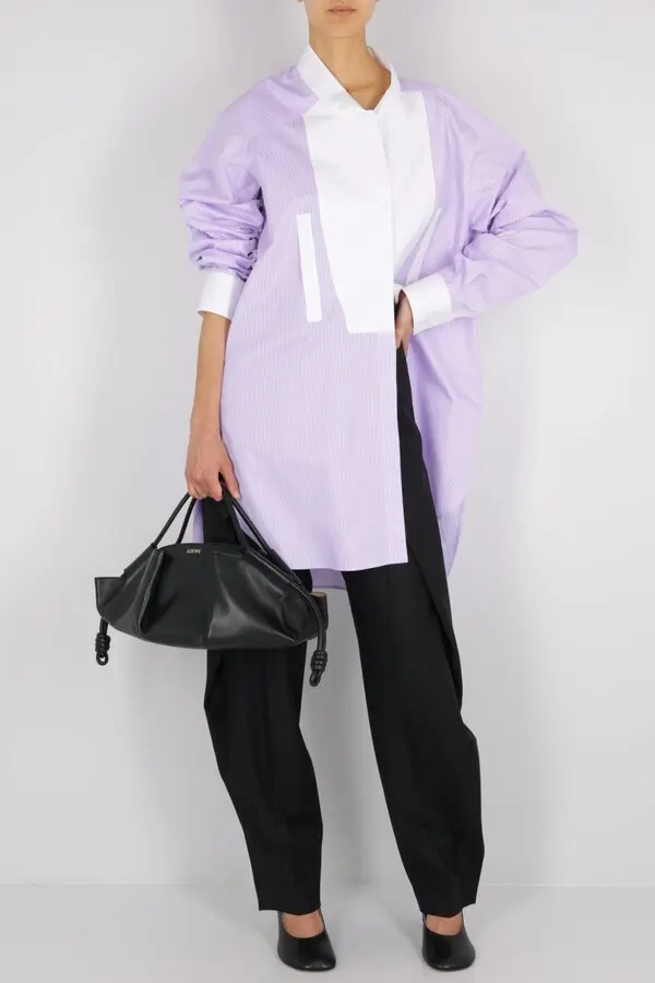 Loewe Striped Asymmetric Shirt In Striped Cotton Poplin