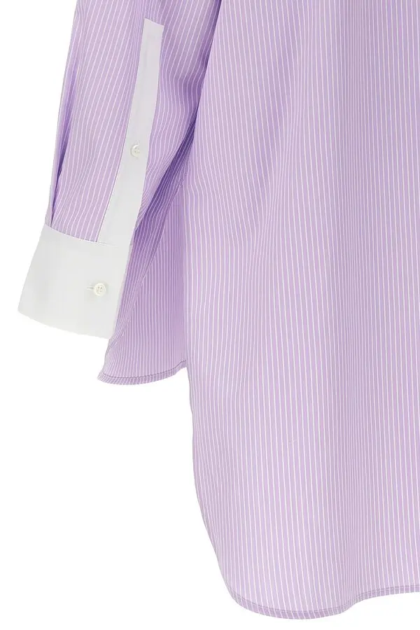 Loewe Striped Asymmetric Shirt In Striped Cotton Poplin