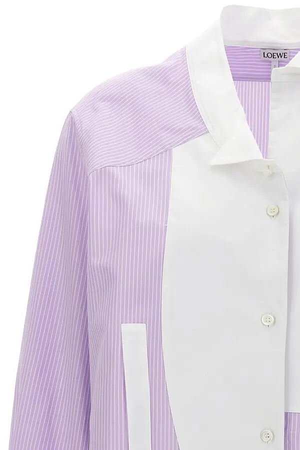 Loewe Striped Asymmetric Shirt In Striped Cotton Poplin