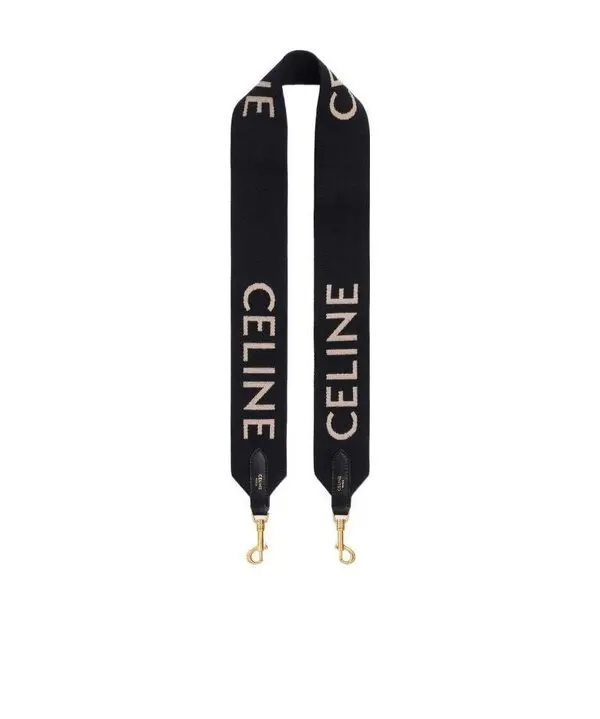 Celine Long Strap In Wool With Jacquard - Black