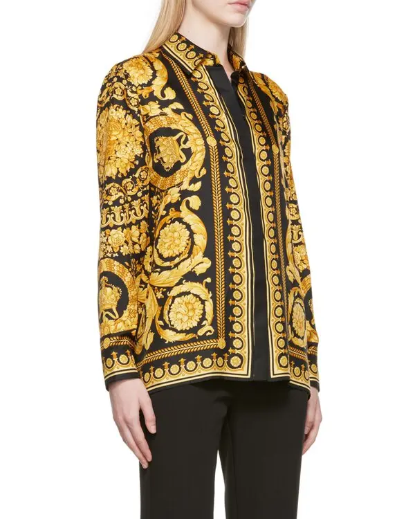 Versace Baroque Pattern Long Sleeved Shirt