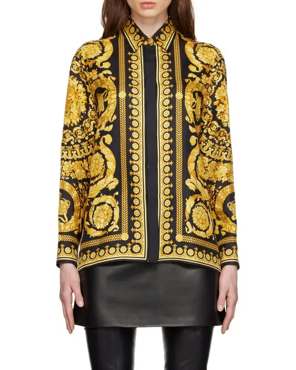 Versace Baroque Pattern Long Sleeved Shirt