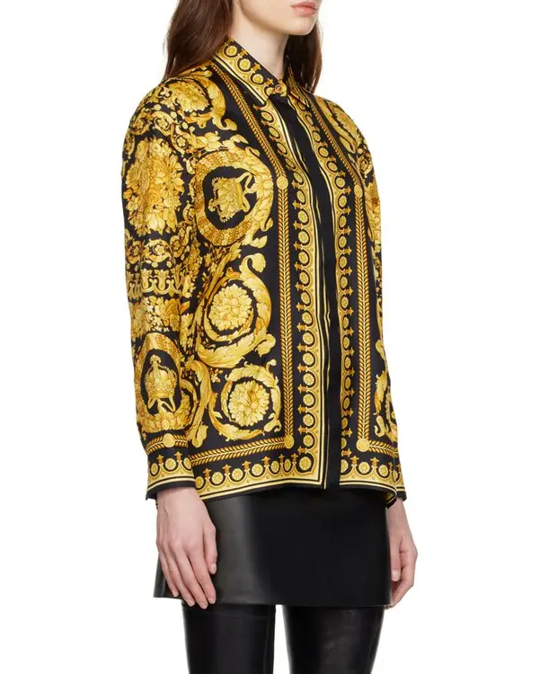 Versace Baroque Pattern Long Sleeved Shirt