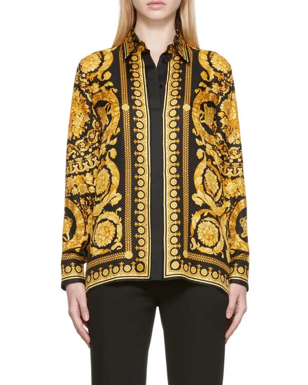 Versace Baroque Pattern Long Sleeved Shirt