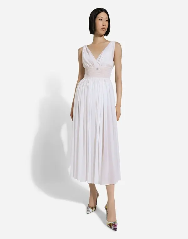 Dolce & Gabbana Shirred-panel Silk Midi Dress