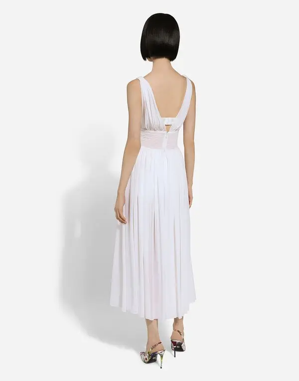 Dolce & Gabbana Shirred-panel Silk Midi Dress