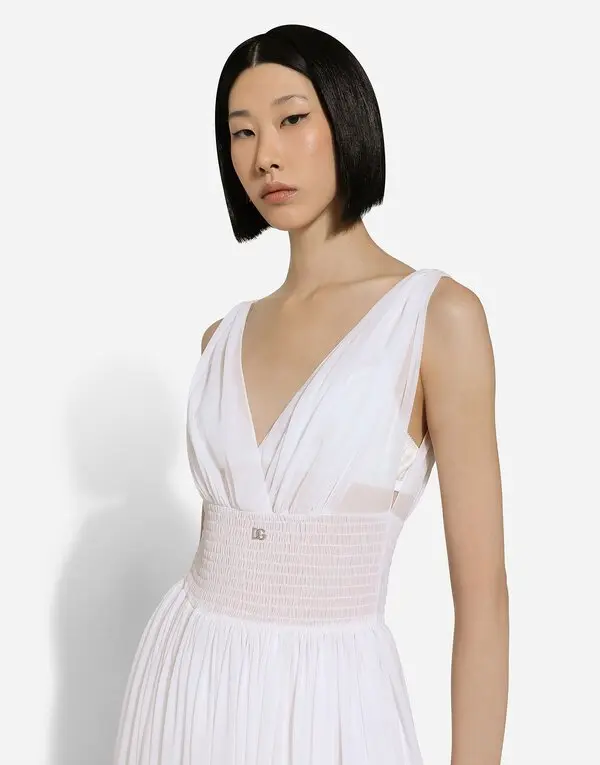 Dolce & Gabbana Shirred-panel Silk Midi Dress