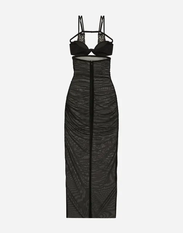 Dolce & Gabbana Dolce Gabbana Corset Detailed Tulle Calf-length Dress
