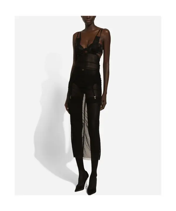 Dolce & Gabbana Dolce Gabbana Corset Detailed Tulle Calf-length Dress